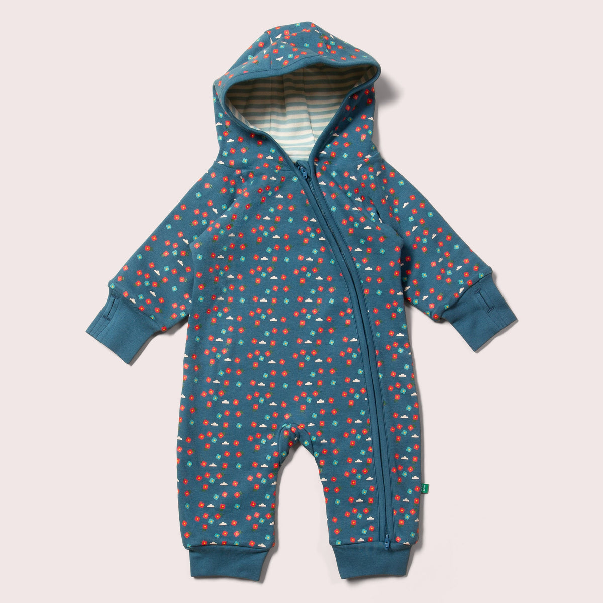 Blue Flowers Reversible Hooded Snug As A Bug Suit – Little Green Radicals